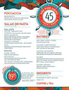 Pre Fixe Menus - Blue Restaraunt